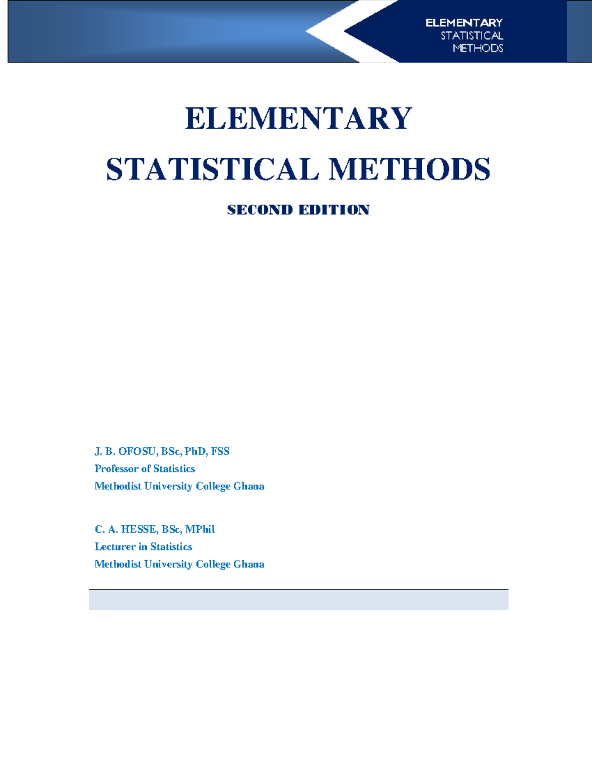 Elementary Statistical Methods: A Comprehensive Guide (2nd Ed.) - Studocu