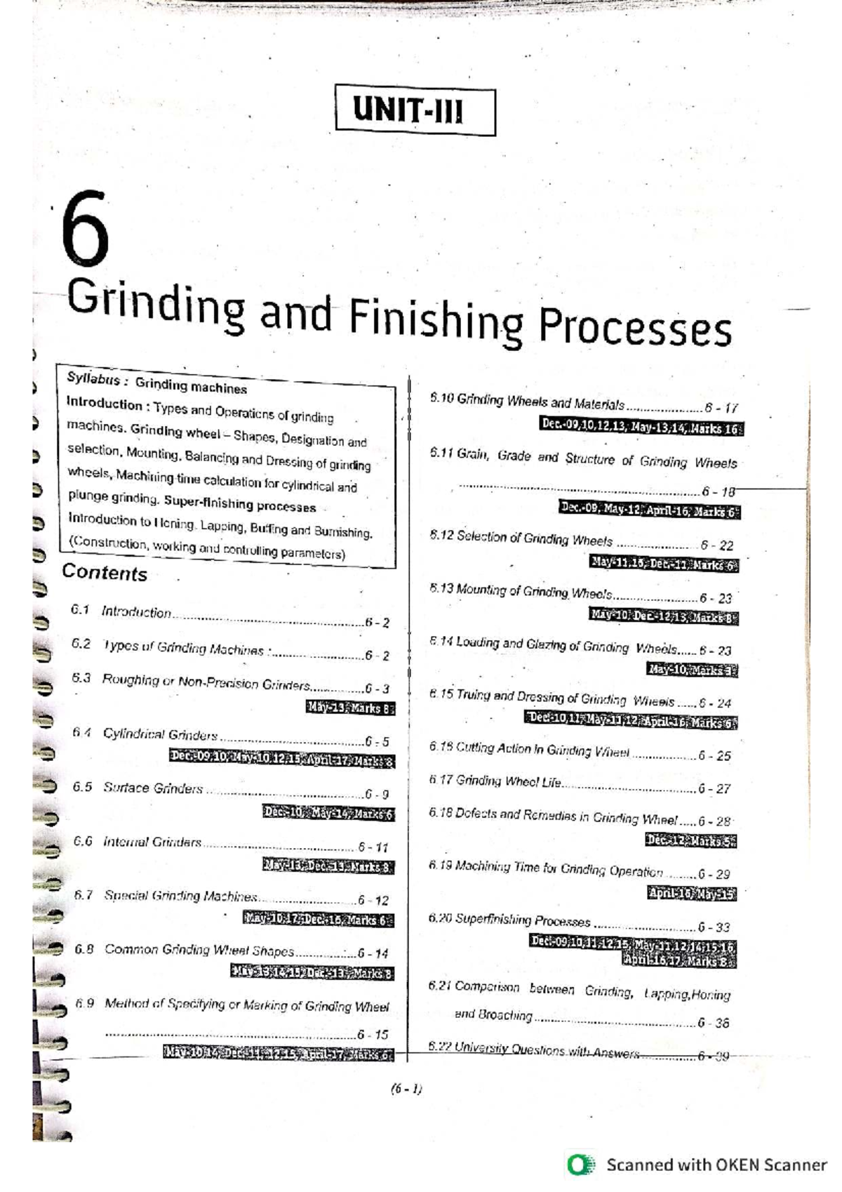 Manufacturing Process II: Grinding and Finishing Processes Syllabus ...