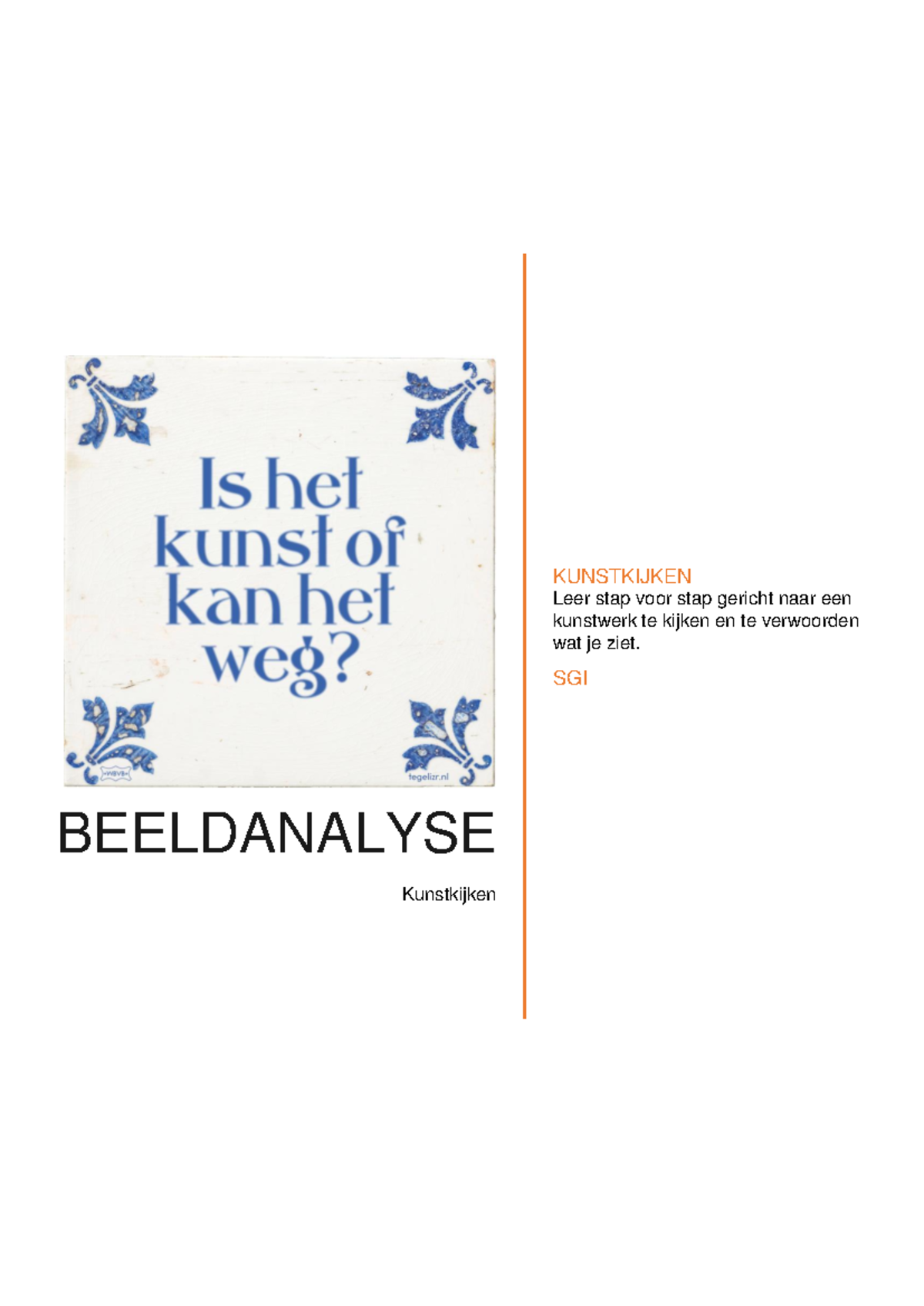 Beeldaspecten en Beeldanalyse: SGI Kunstkijken en Kunstbewustzijn ...