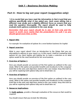 Mock 2 - Powerpoint - BTEC Business Unit 7 Business Decision Making mock exam - Why Tiego ...