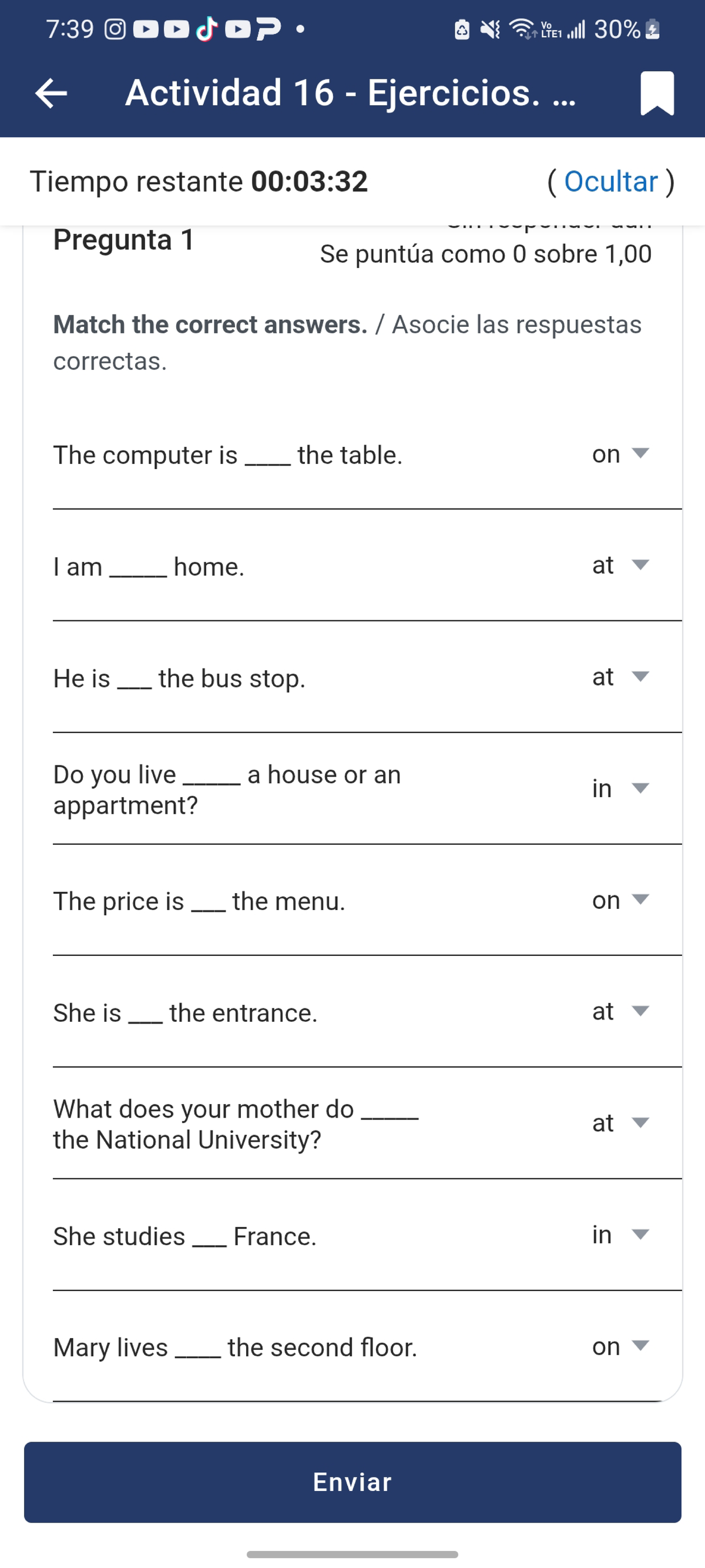 Inglés - Actividad 16: Ejercicios sobre Presente Simple y Preposiciones ...