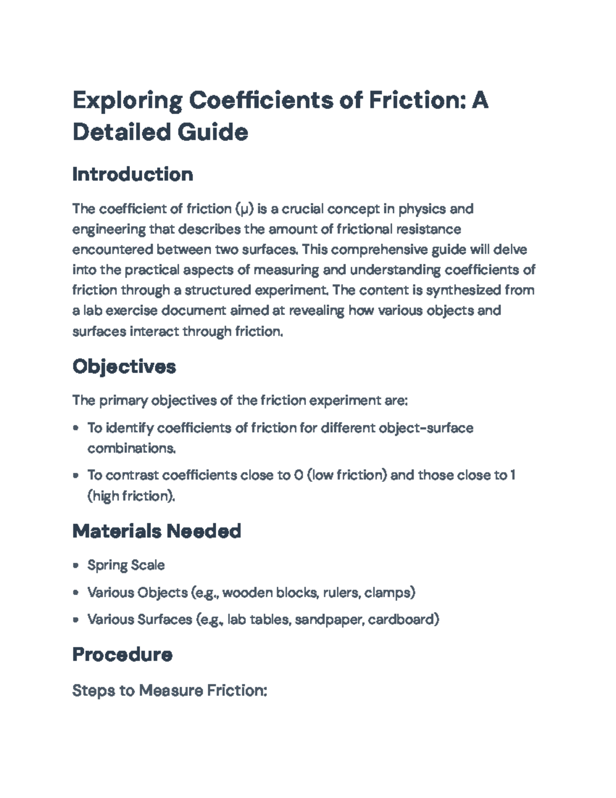 Exploring Coefficients of Friction: A Comprehensive Lab Guide ...