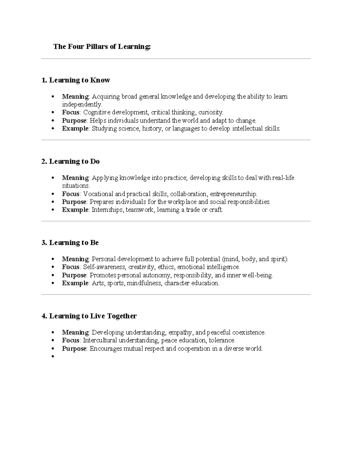 🌍 The Four Pillars of Learning: NCBTS Framework Overview - Studocu