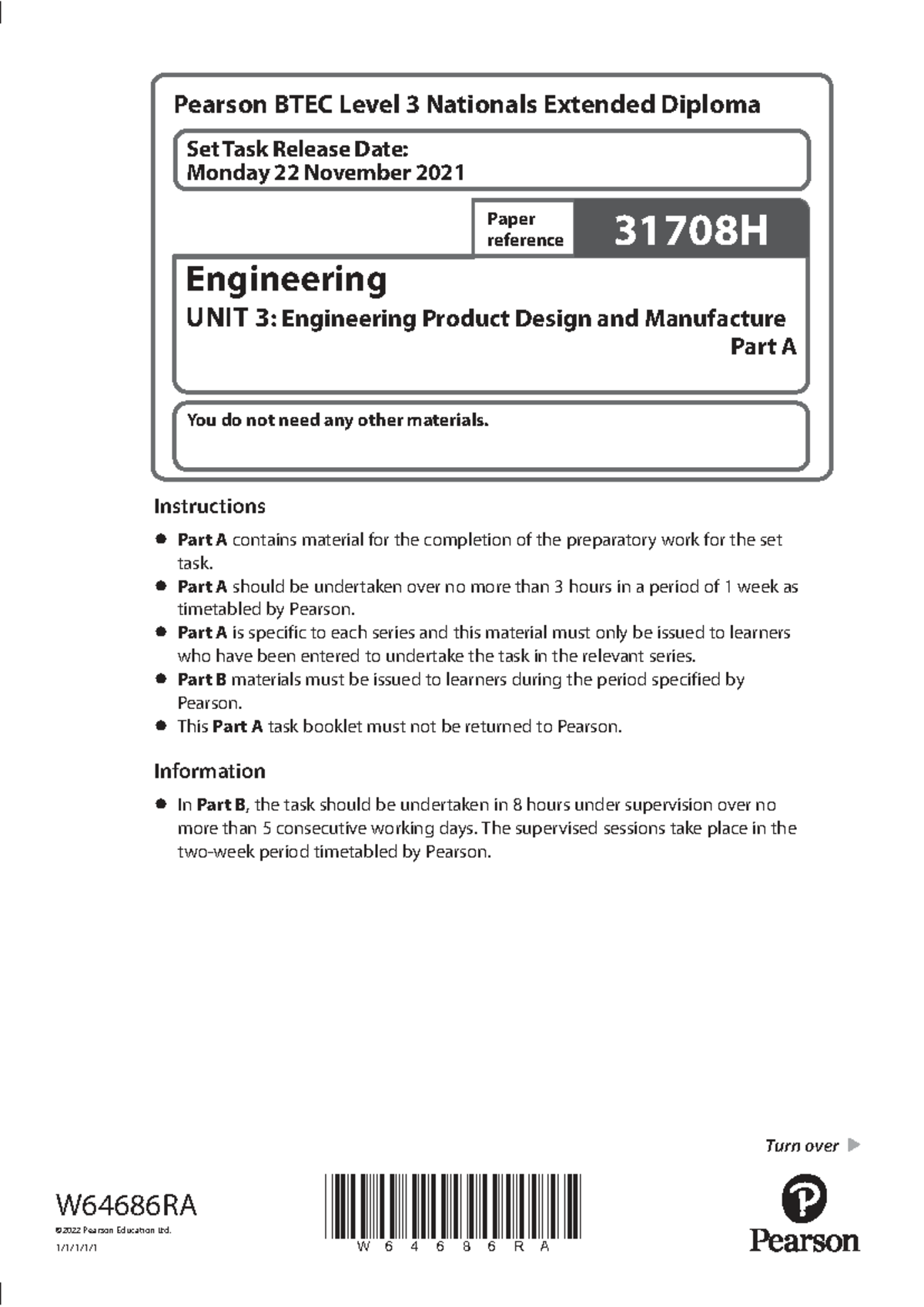 BTEC Level 3 Engineering Unit 3: Product Design & Manufacture Task ...