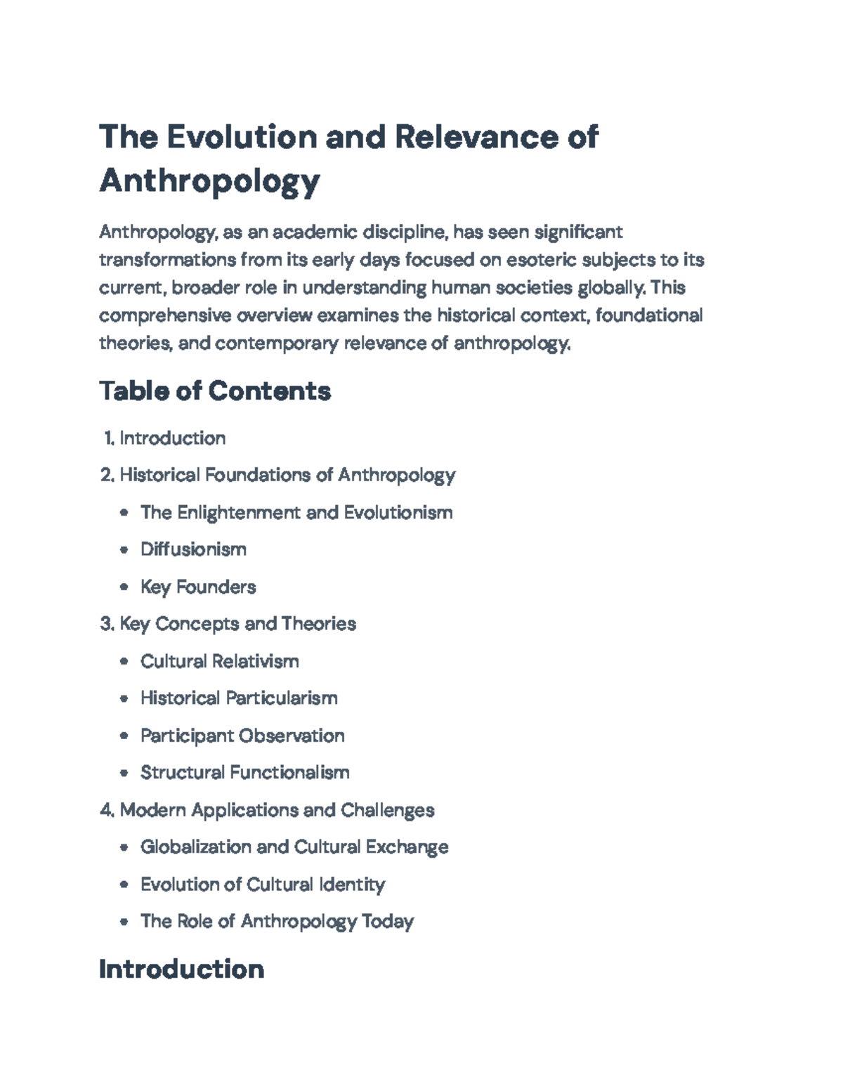 The Evolution and Contemporary Relevance of Anthropology: An Overview ...