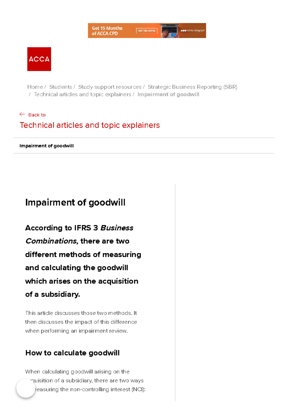 Impairment of Goodwill: SBR Insights and Calculations - Studocu