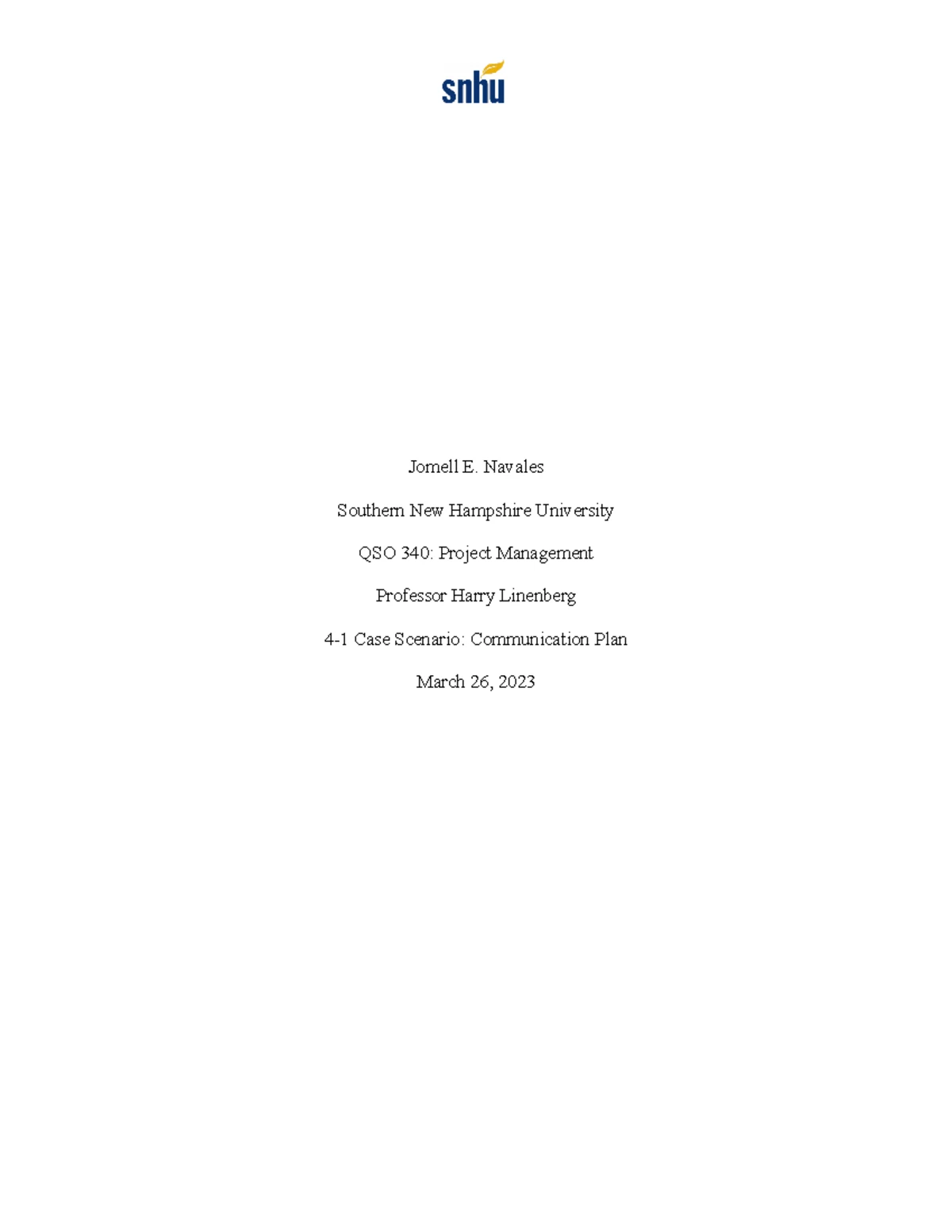 QSO 340 Communication Plan 4-1 - Communication Plan QSO 340 Project ...