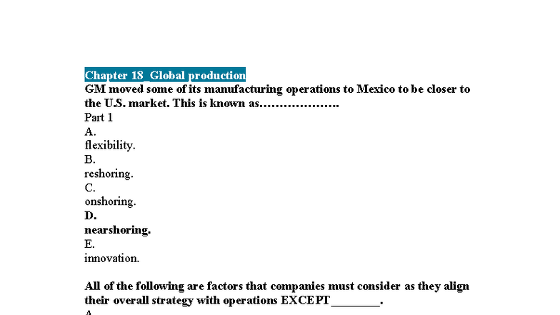 Chapter 18: Global Production Strategies in MNEs - Key Concepts and ...