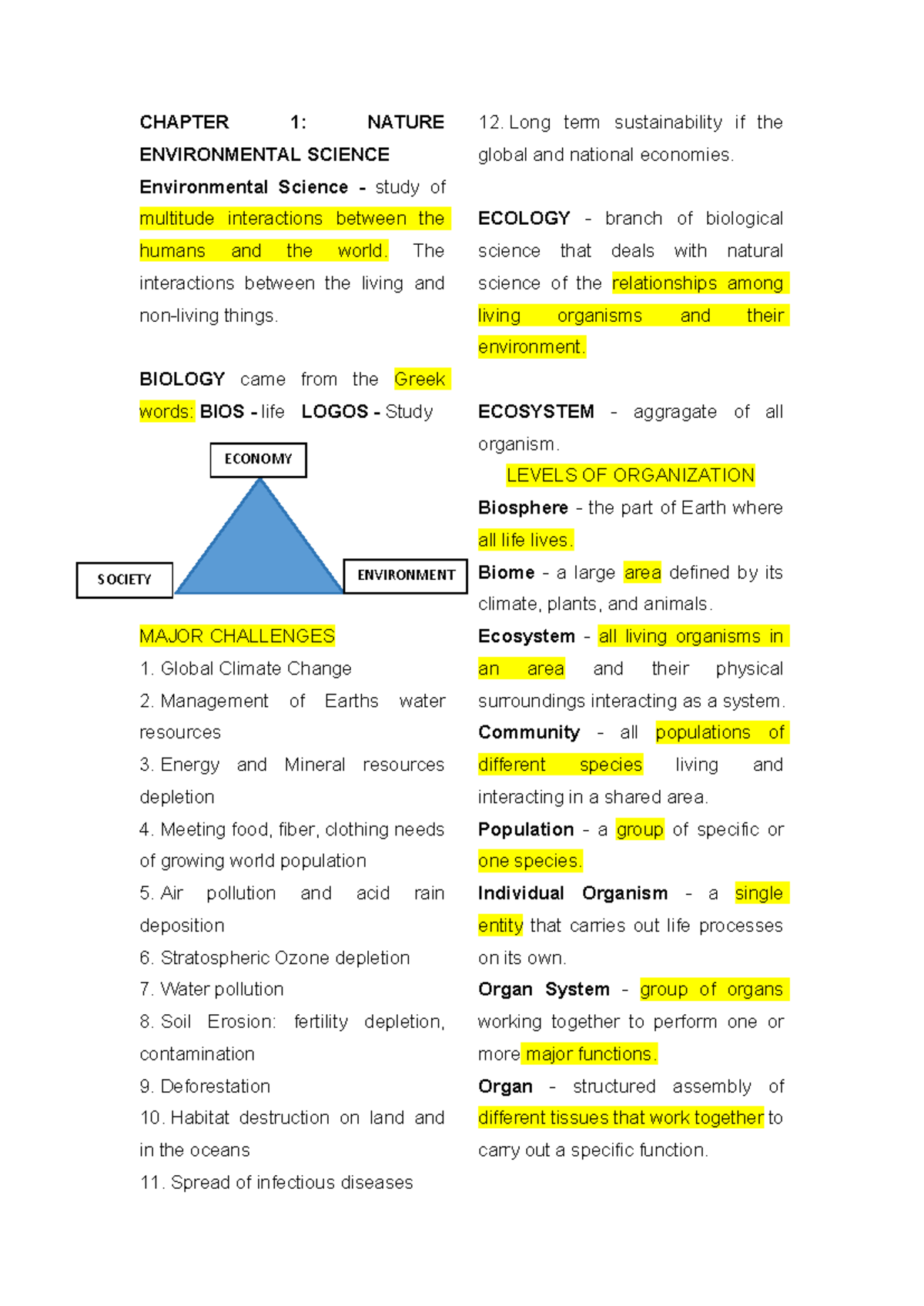 CHAPTER 1: NATURE OF ENVIRONMENTAL SCIENCE 12 - Key Concepts and ...