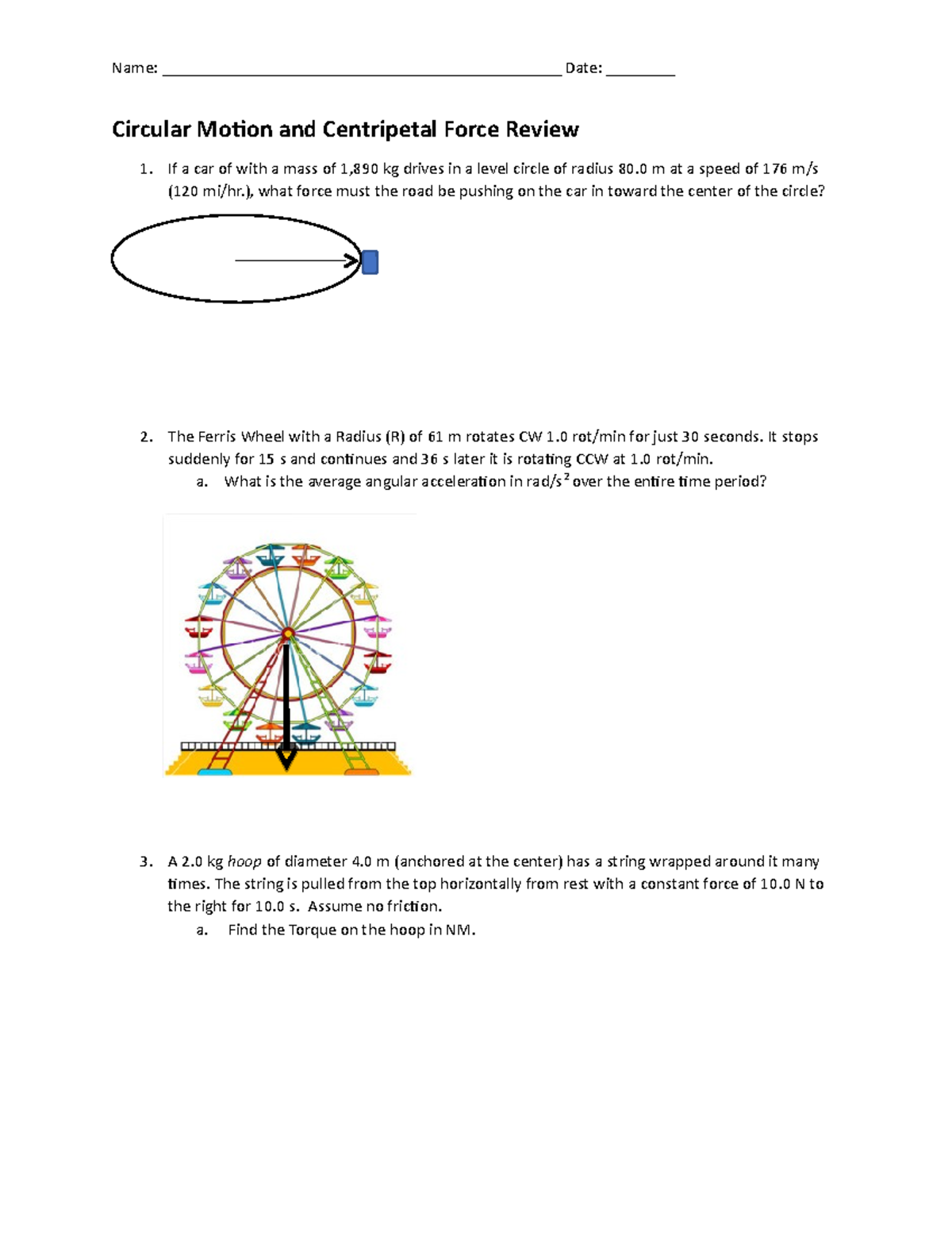 Circular Motion and Centripetal Force Review: Key Concepts & Problems ...