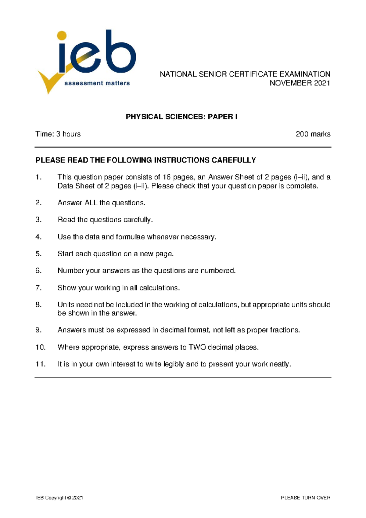 Past-exam-papers physical-sciences-ieb-nsc-grade-12-past-exam-papers ...