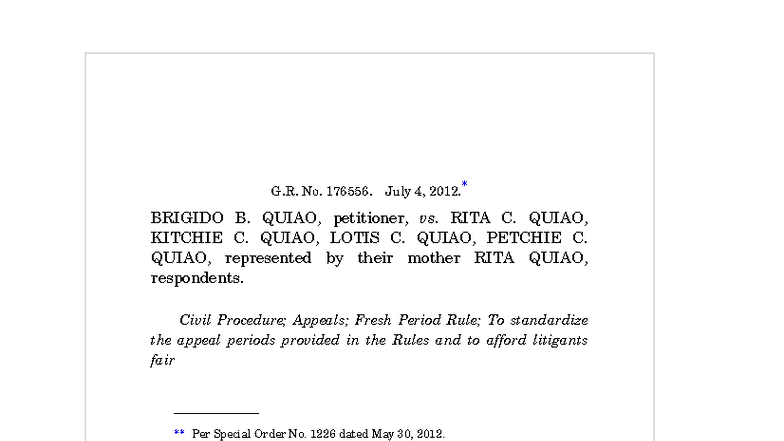 G.R. No. 176556: Quiao vs. Quiao - Legal Separation and Property Rights ...