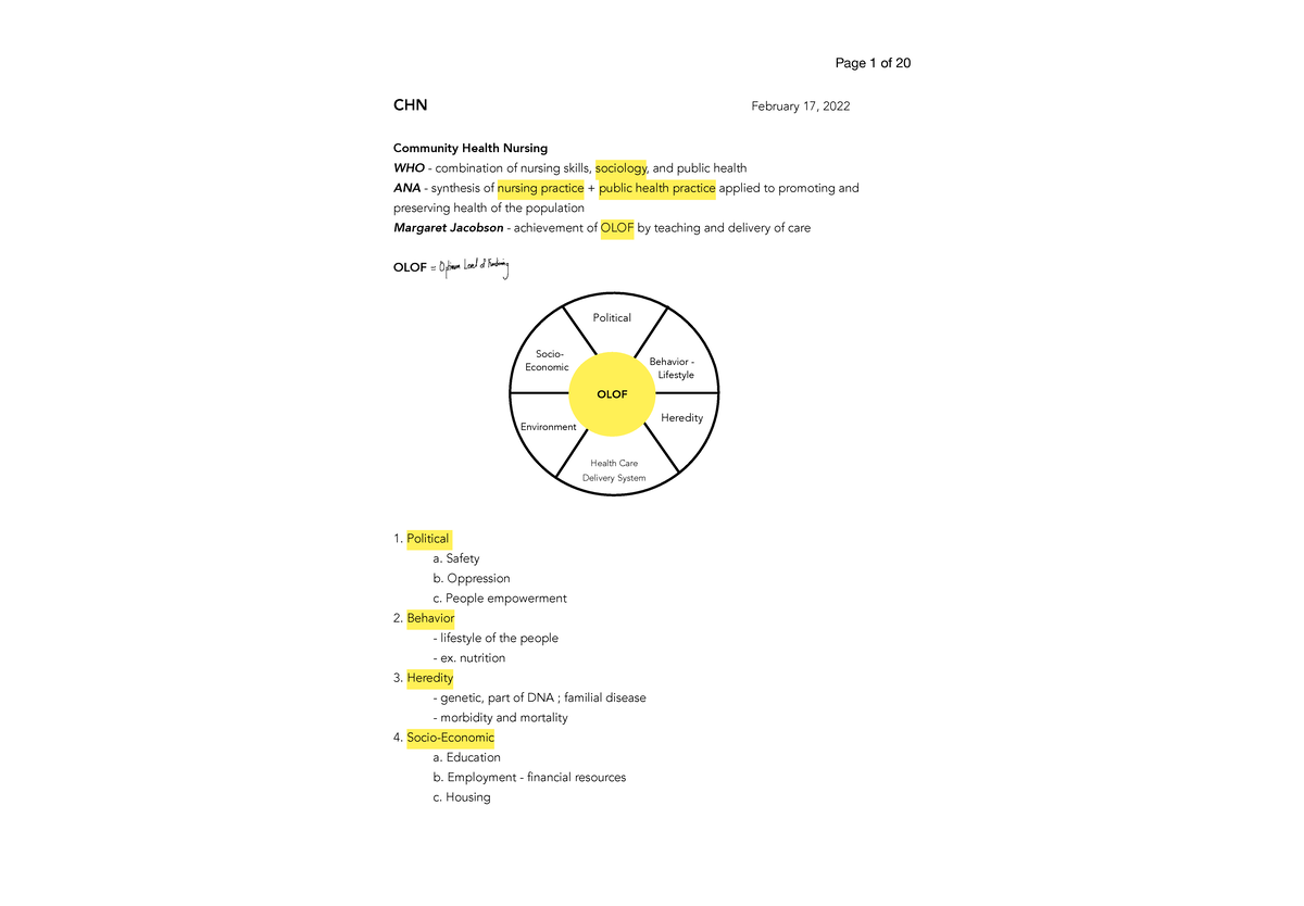 CHN Lecture Notes for PNLE 2925: Community Health Nursing Insights ...