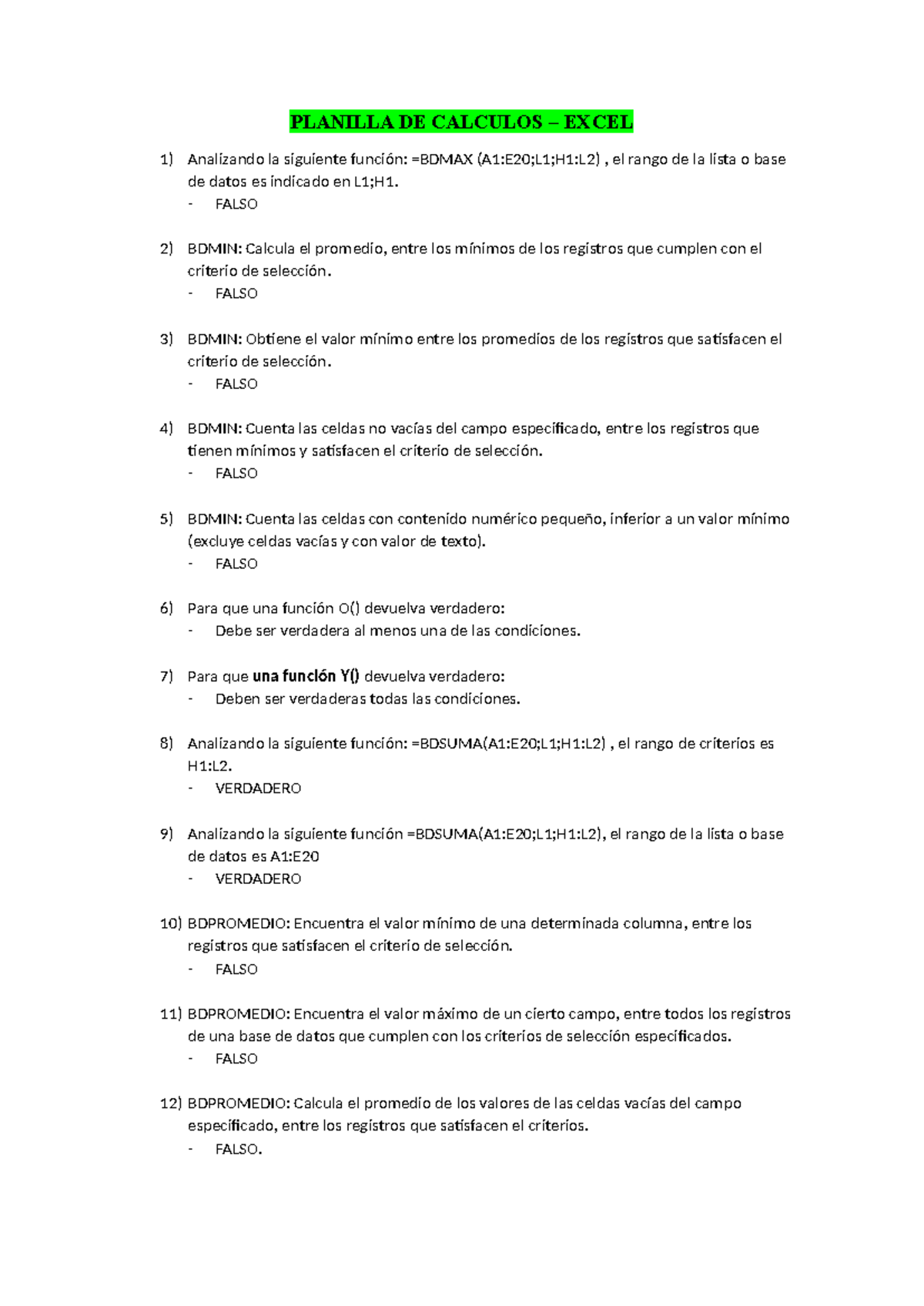 Copia de 2DO Parcial - Compu 2: Funciones y Fórmulas en Excel - Studocu