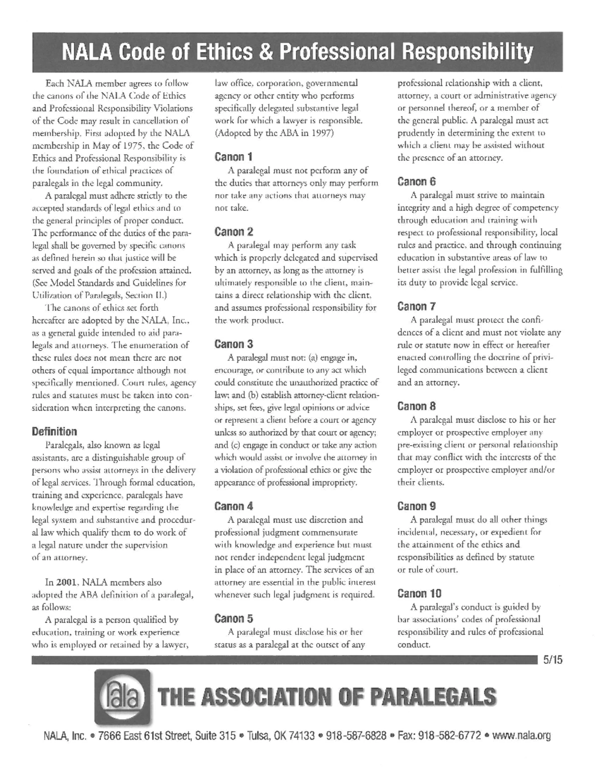 NFPA Model Code of Ethics for Paralegals: Guidelines & Responsibilities ...