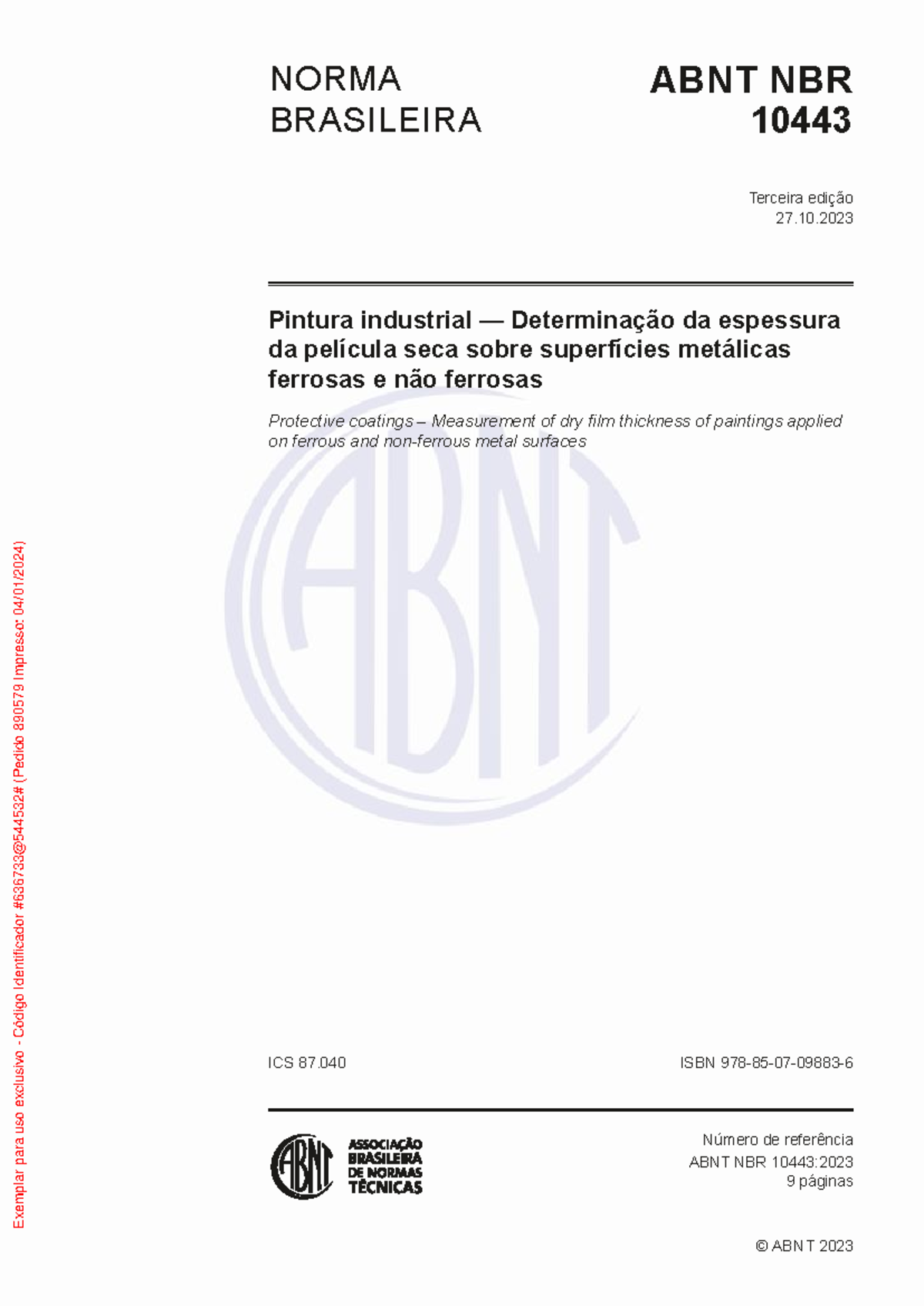 ABNT NBR 10443:2023 - Medição da Espessura de Revestimentos em ...