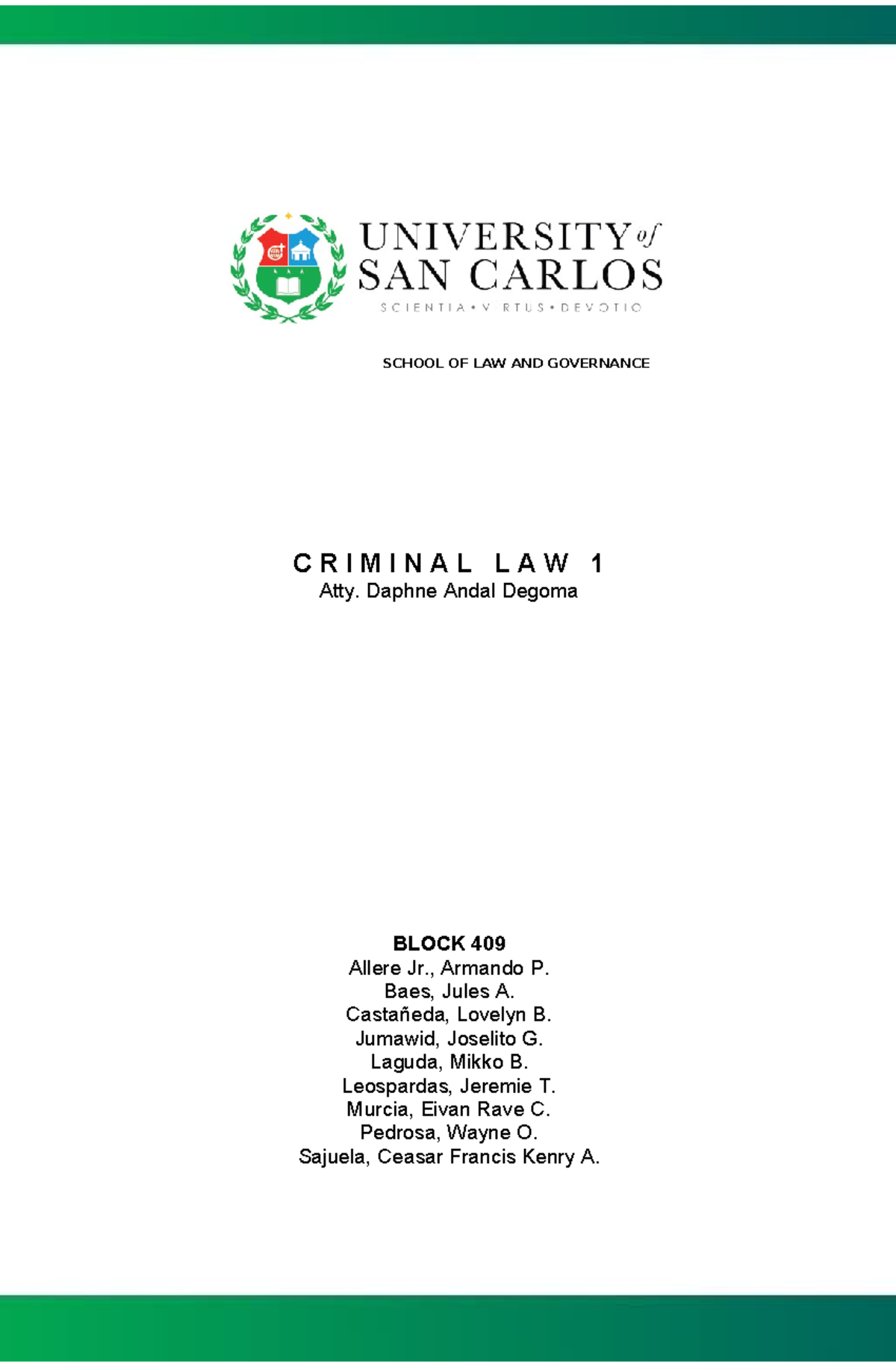 C L A S S R E V I E W: Modifying Circumstances in Criminal Law 1 (CL 1 ...