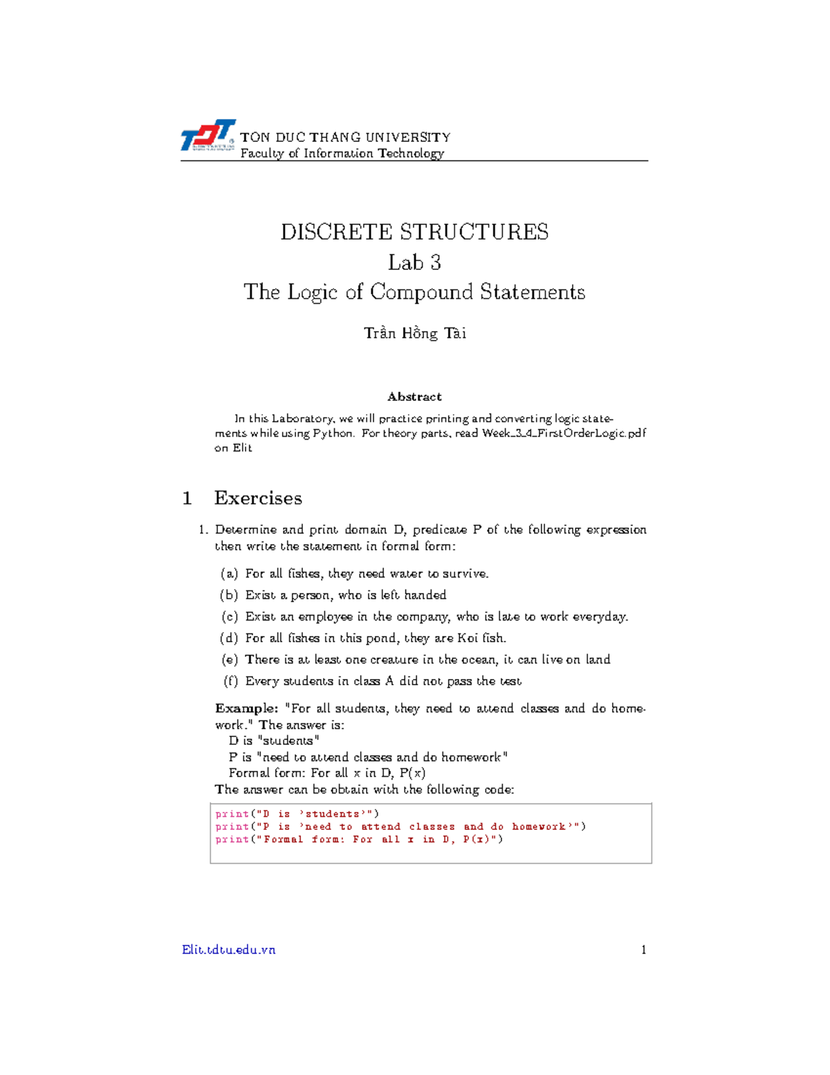 Lab 3 - Logic of Compound Statements - DISCRETE STRUCTURES - Studocu