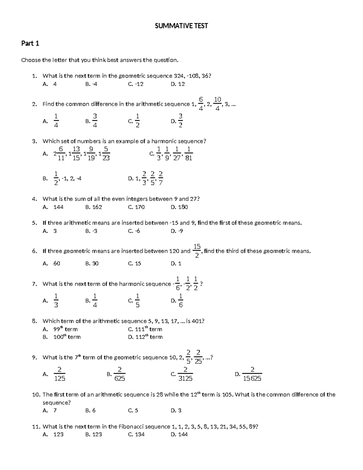 Geometric Sequence Quiz Solutions (MTH101) - Studocu