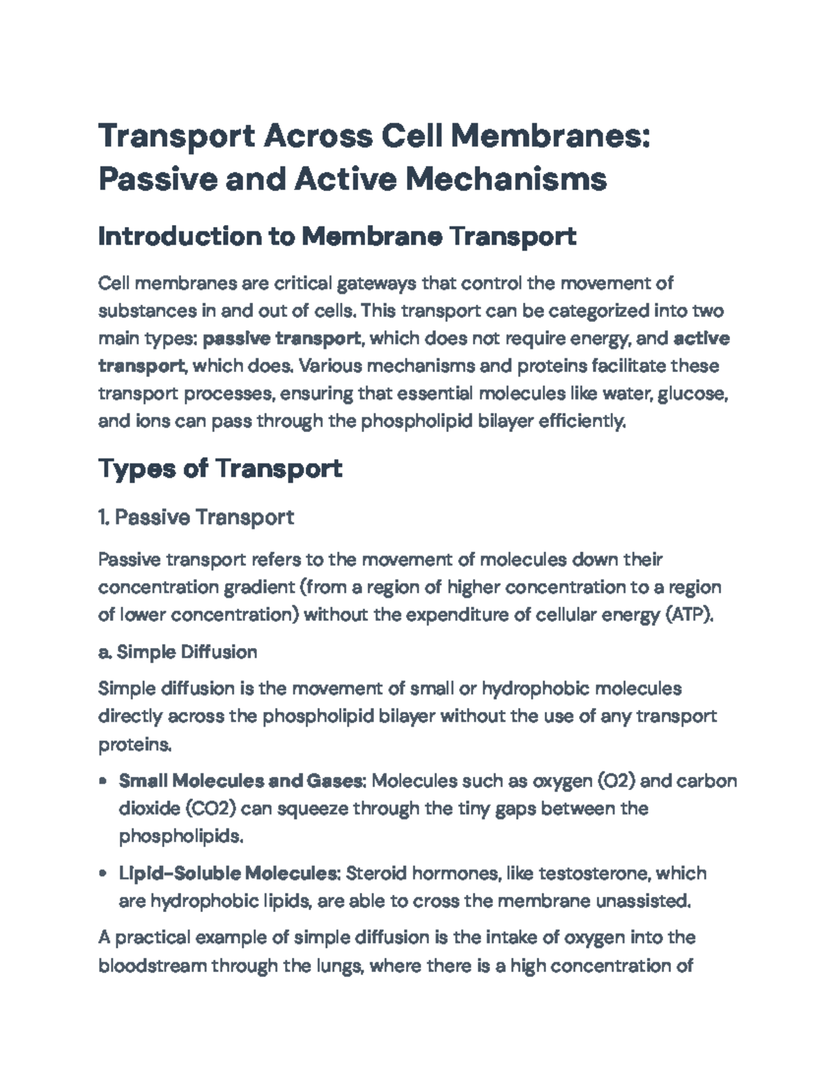 Transport Mechanisms Across Cell Membranes: Passive & Active Types - Transport Across Cell - Studocu