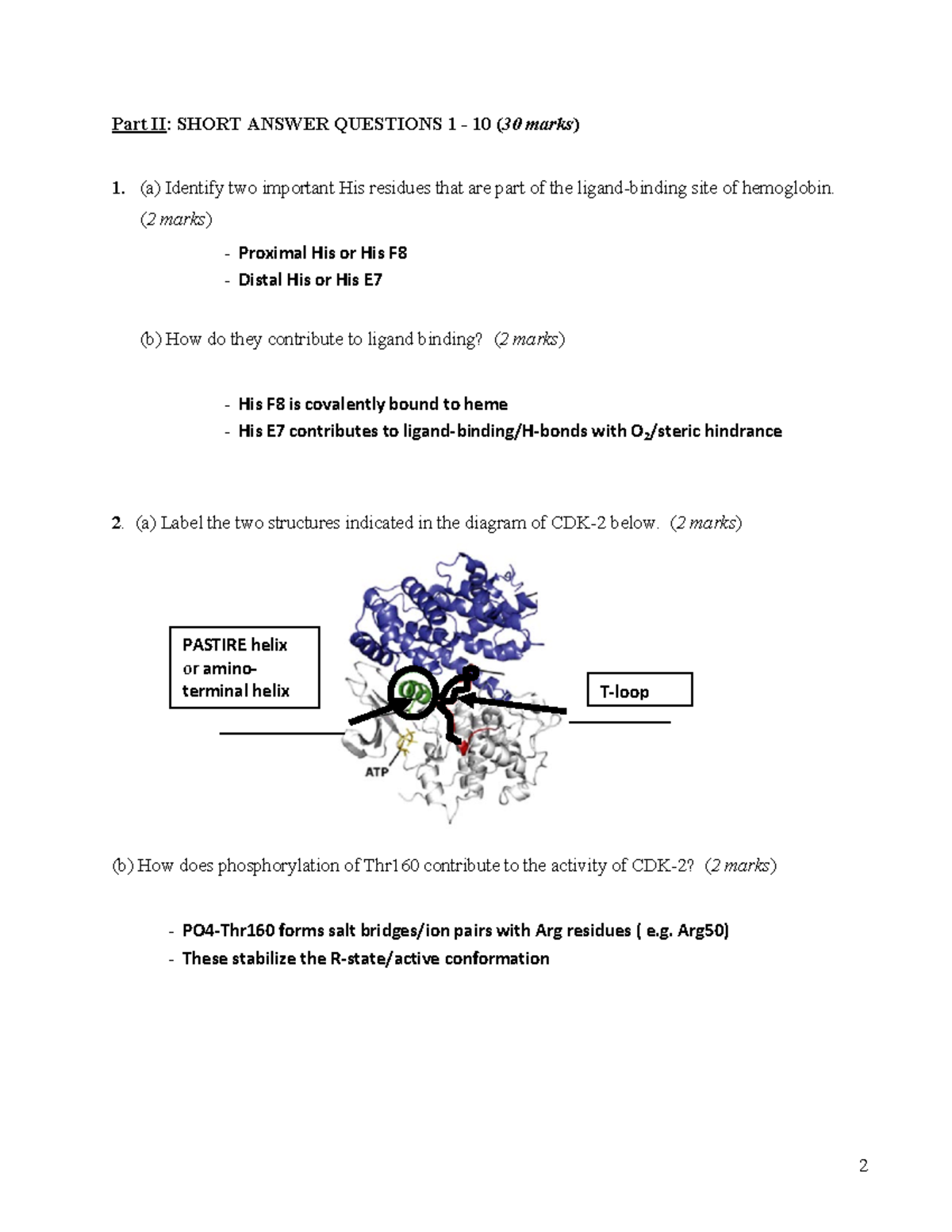 W14 BIOC-3560 Midterm-ans - Part II: SHORT ANSWER QUESTIONS 1 - 10 (30 ...