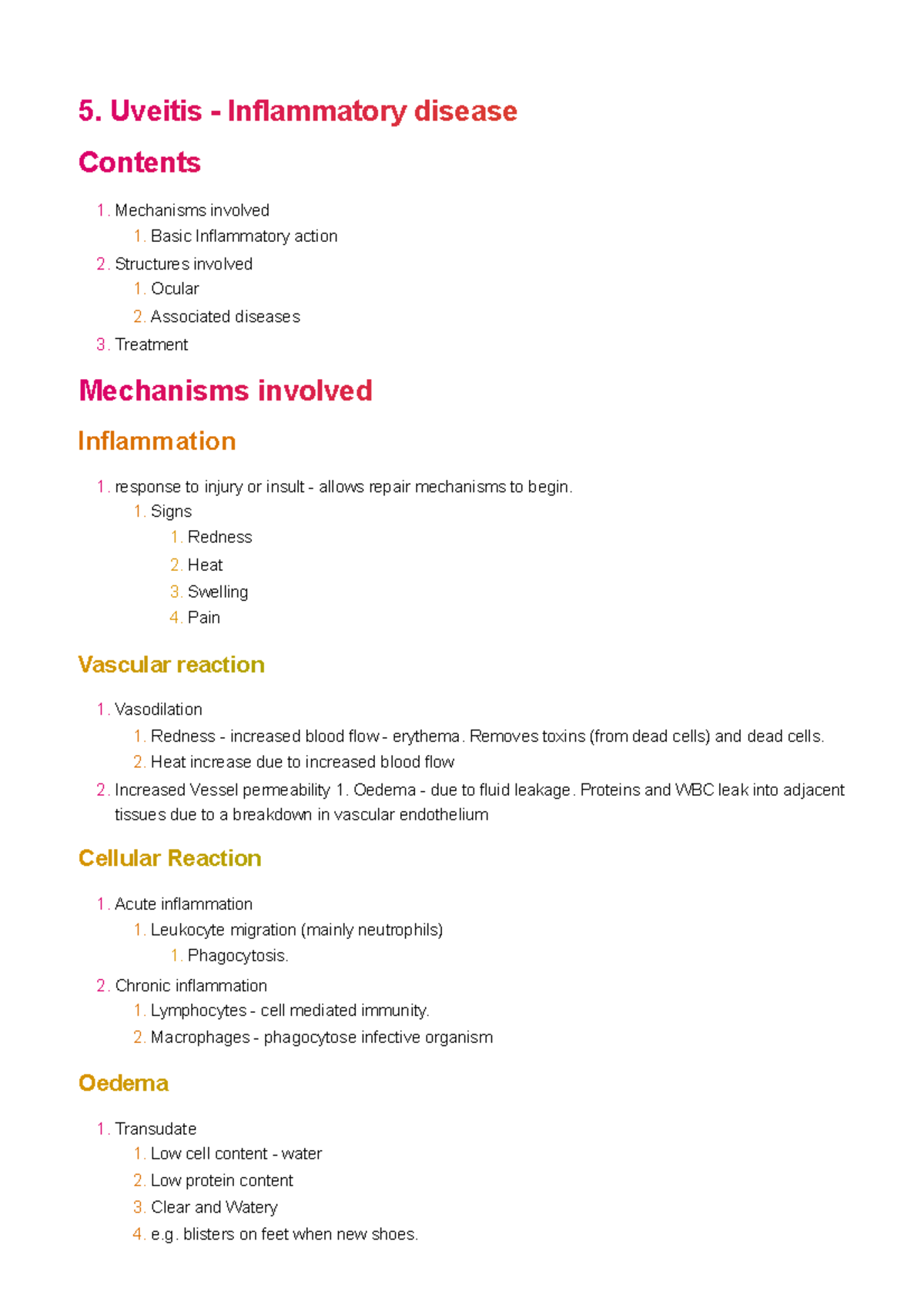 5. Uveitis - Mechanisms, Structures, and Treatment Insights - Studocu