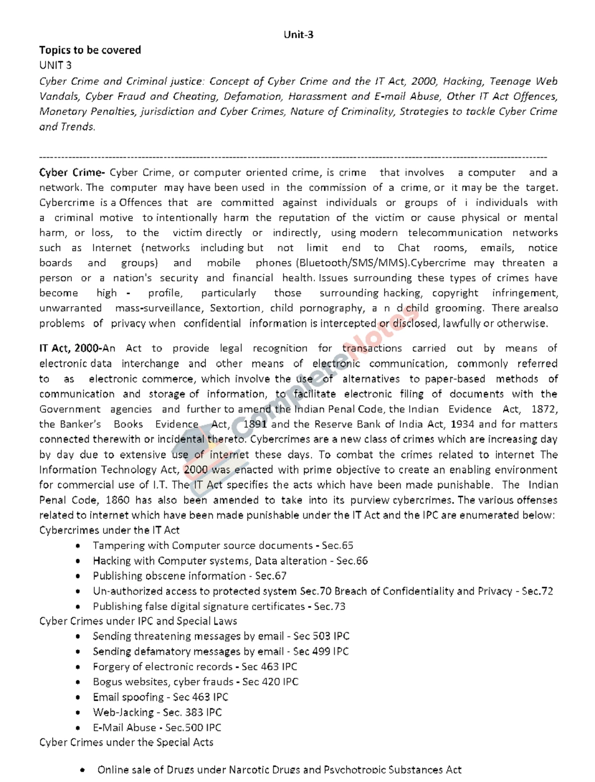 Unit 1 - Cyber Security unlocked - Subject Notes Security Topics to be ...