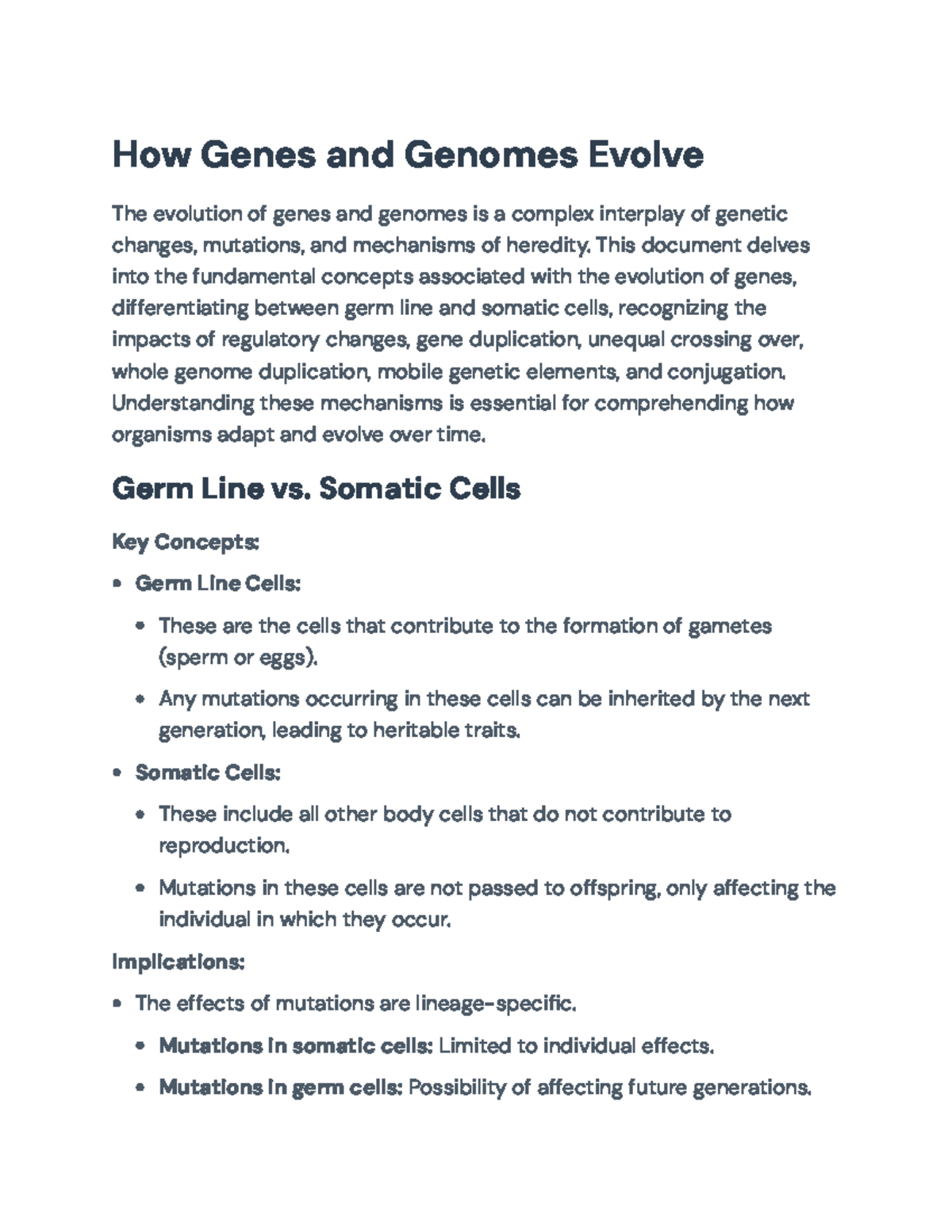 Evolution of Genes and Genomes: Mechanisms and Implications - How Genes ...