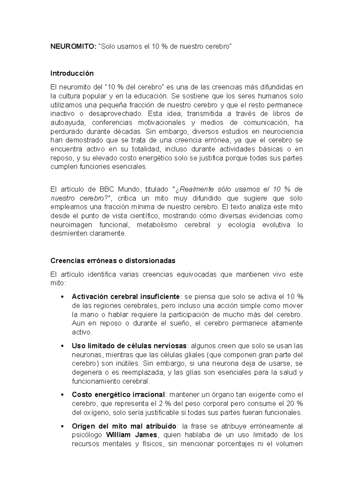 NEUROMITO: Desmitificando el Uso del Cerebro en la Educación - Studocu