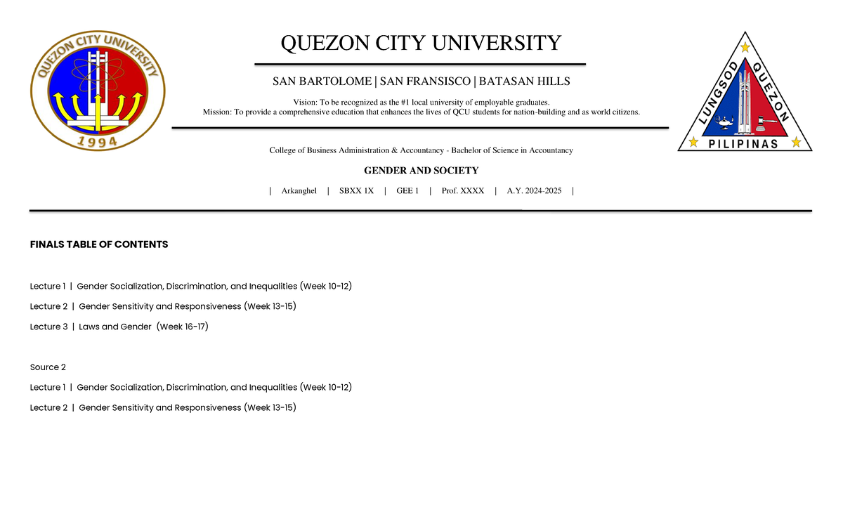 GAS (GEE 1) Notes - Source 1: Studocu Source 2: Formal Lecture - QUEZON ...