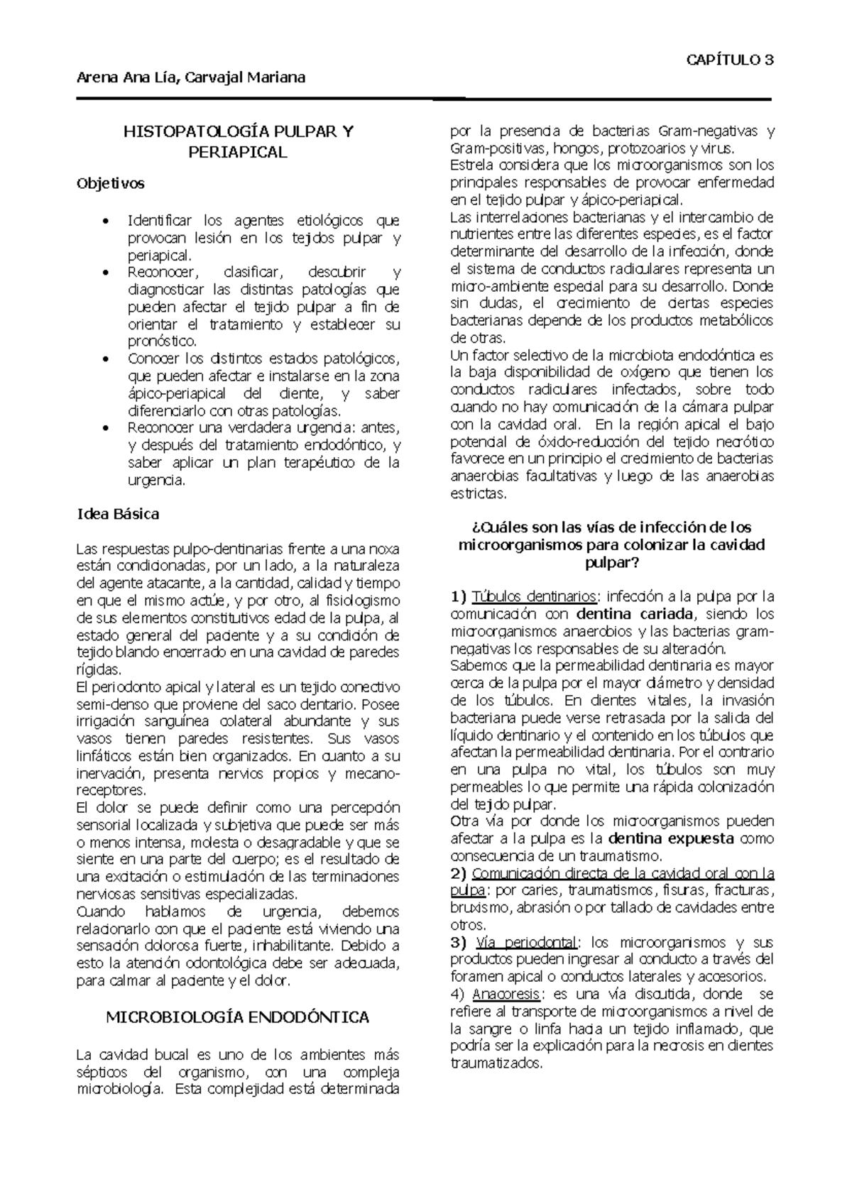 Histopatología Pulpar y Periapical: Estudio Endodóntico Detallado - Studocu