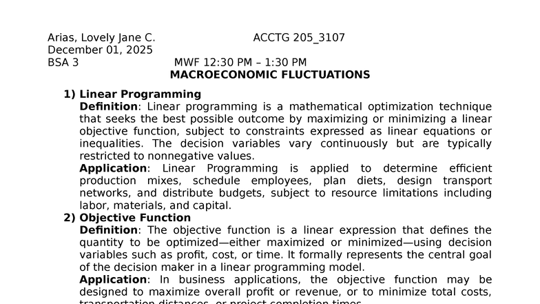 ACCTG 205_3107 Linear Programming Concepts and Applications - Studocu