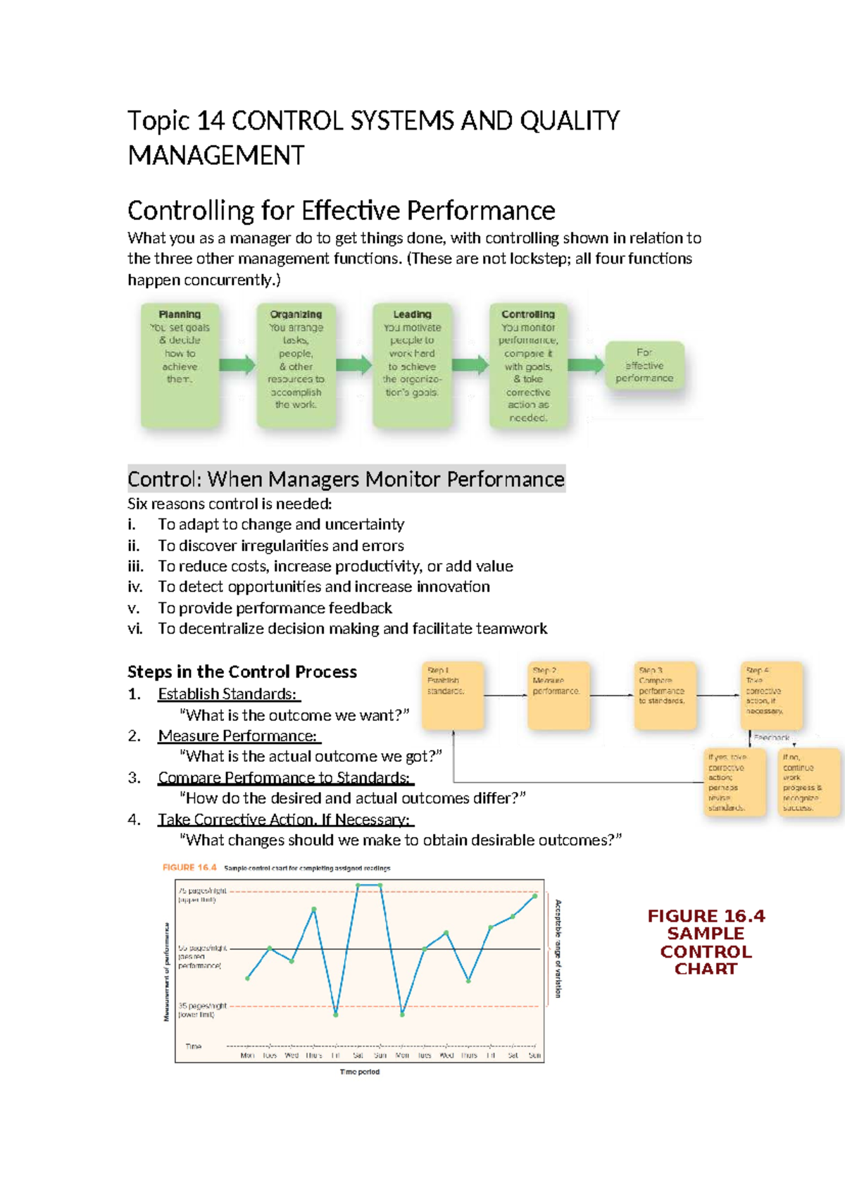 Topic 14 Management: Control Systems & Quality Management Notes - Studocu