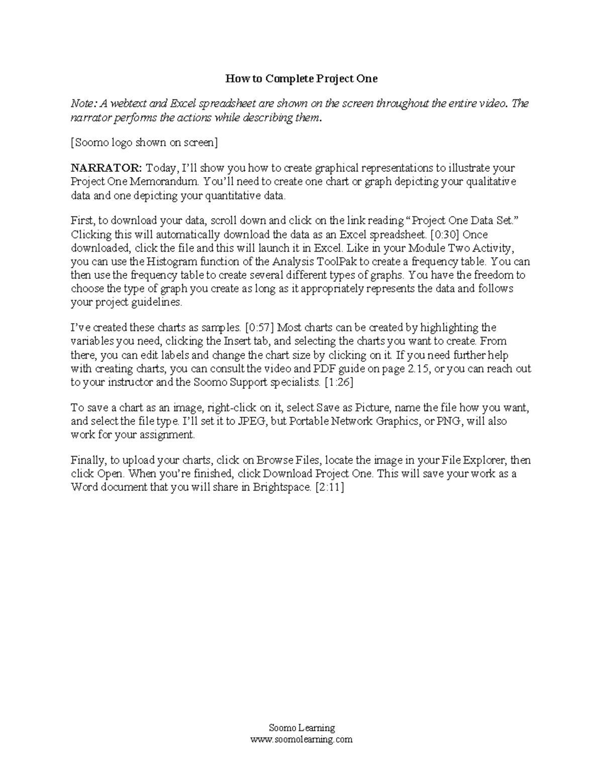 How to Complete Project One: Chart Creation Guide 2024 - Studocu