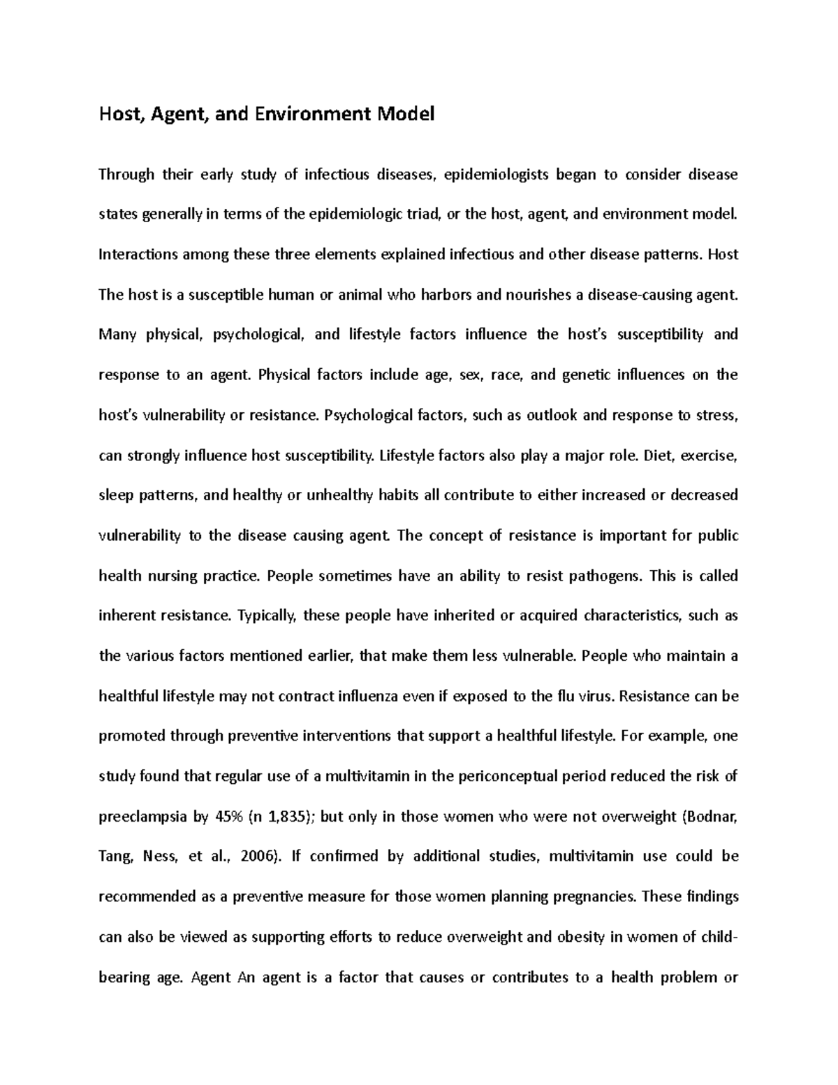 Epidemiology: Host-Agent-Environment Model Overview & Insights - Studocu