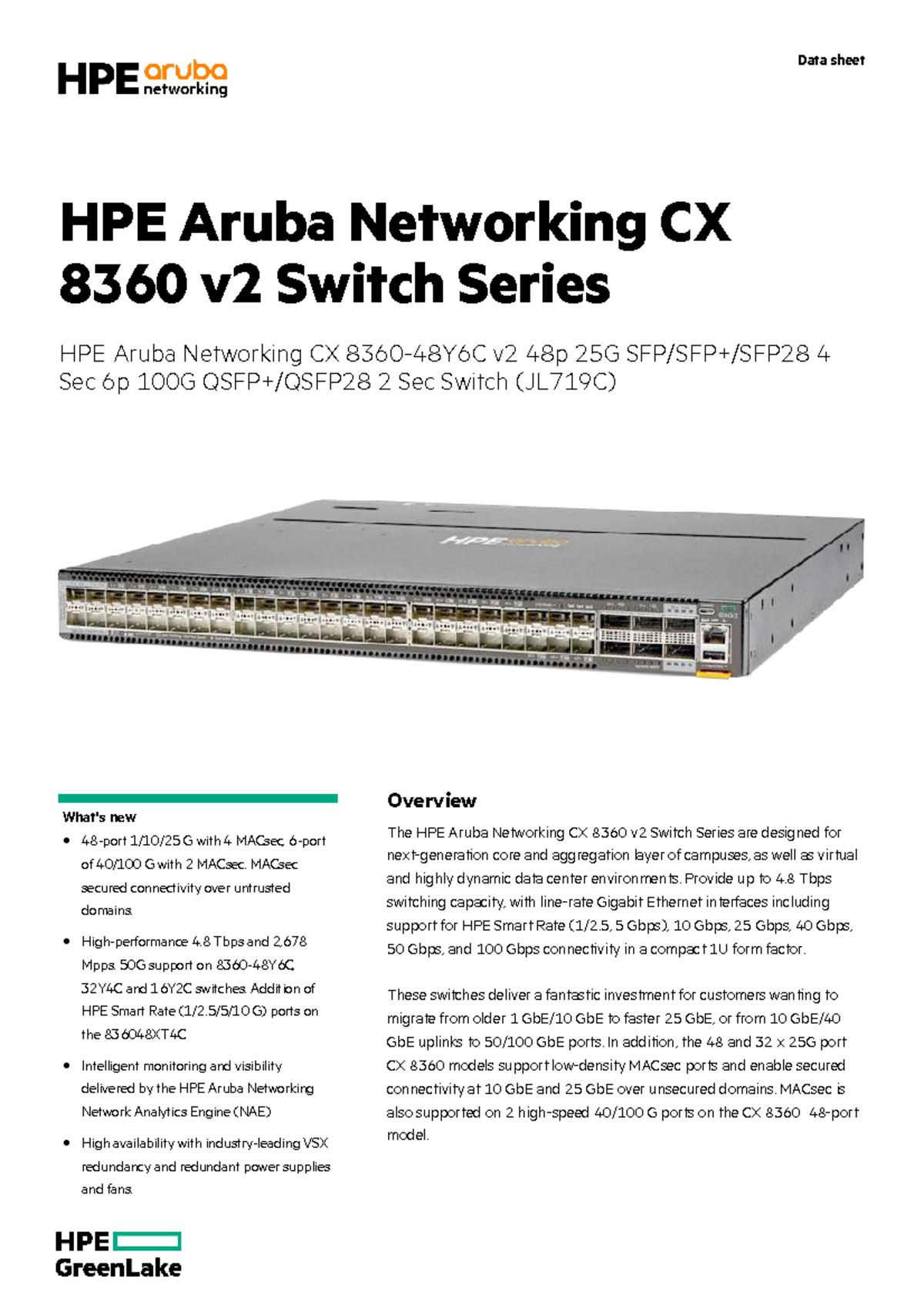 HPE Aruba Networking CX 8360-48Y6C v2 Switch Data Sheet (PSN1014381985 ...