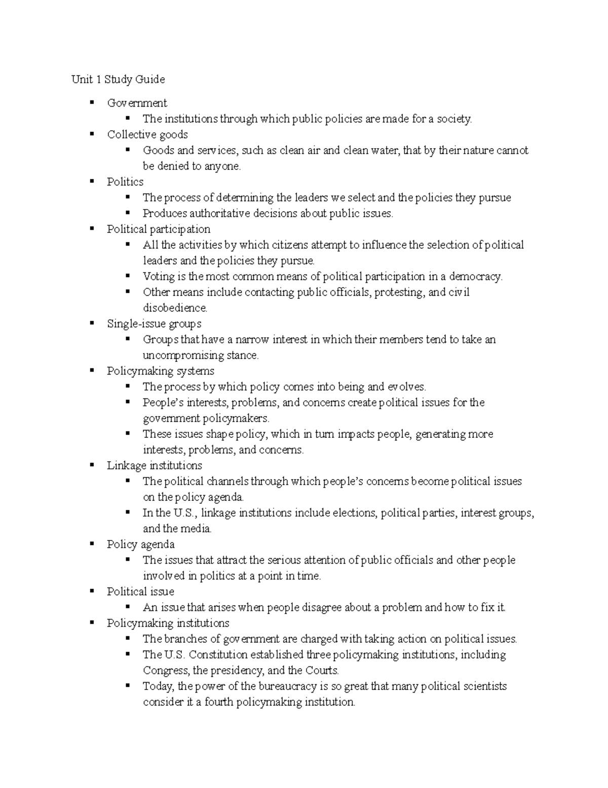 Government and Civil Rights: Key Supreme Court Cases (POL 101) - Studocu