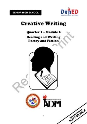 4 Q1 Creative Writing - Creative Writing Quarter 1 Module 4: Fiction as ...