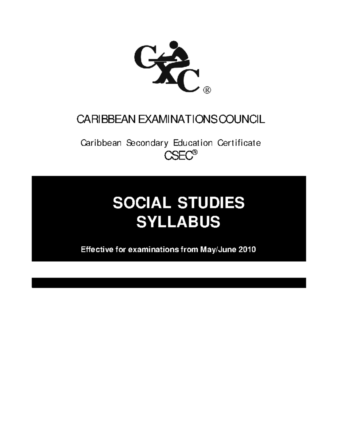 CXC 14/G/SYLL 08: Social Studies Curriculum Overview and Objectives ...
