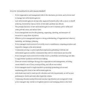 Police Organization AND Management Notes 2 - POLICE ORGANIZATION AND ...