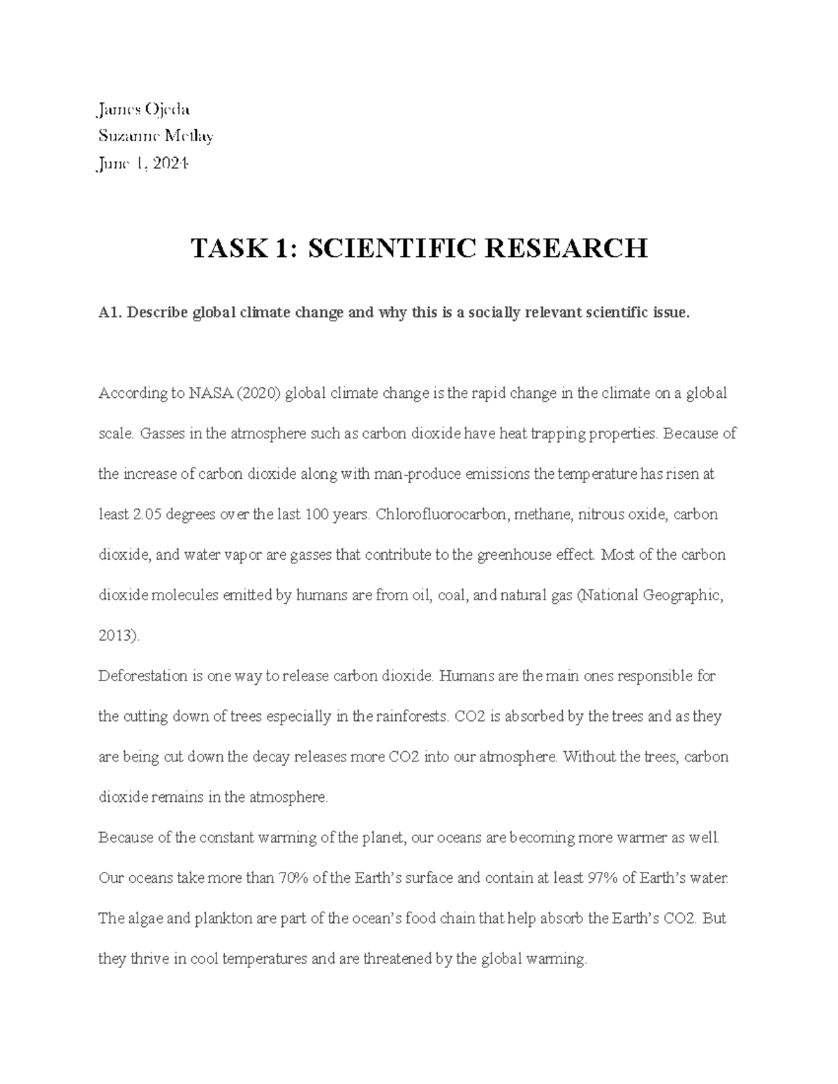 YXT SCIENTIFIC RESEARCH TASK 1: EXPLORING CLIMATE CHANGE IMPACTS - Studocu
