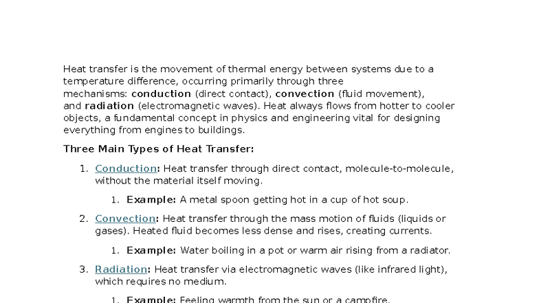 PHYS 101: Heat Transfer Mechanisms and Principles Explained - Studocu