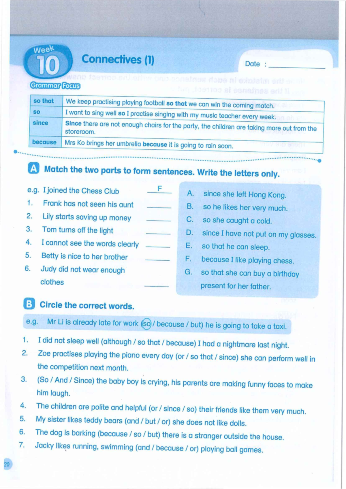 GE (6A) Week 10 Grammar Focus: Connectives Practice - Studocu