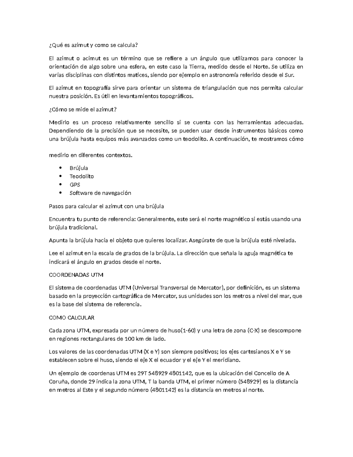 Levantamiento Topografico - ¿Qué es azimut y como se calcula? El azimut ...