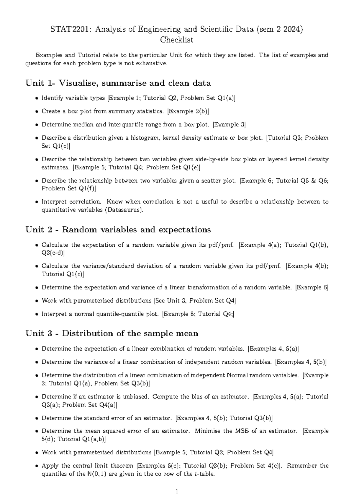 STAT2201 Midterm Checklist for Analysis of Engineering Data - Studocu
