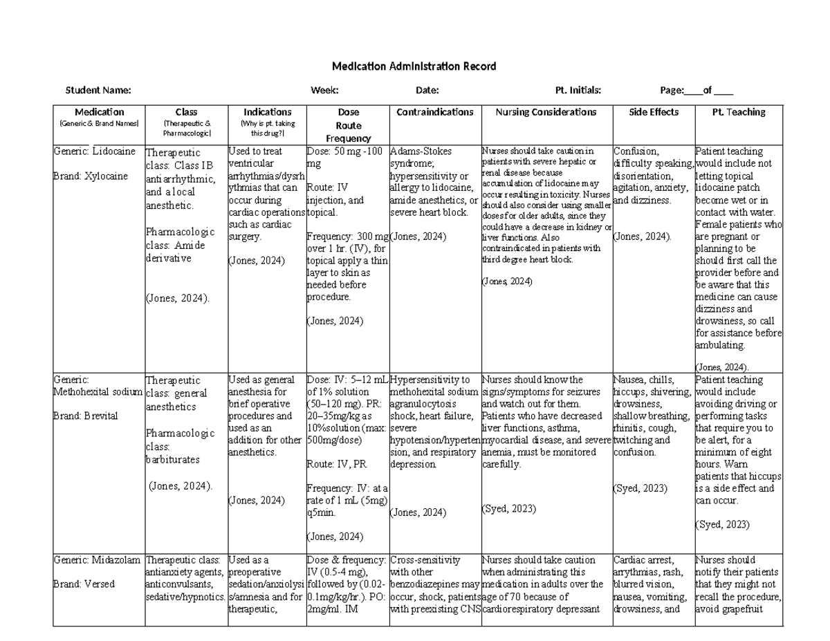 MAR Form word - MAR-CLINICAL - Medication Administration Record Student ...