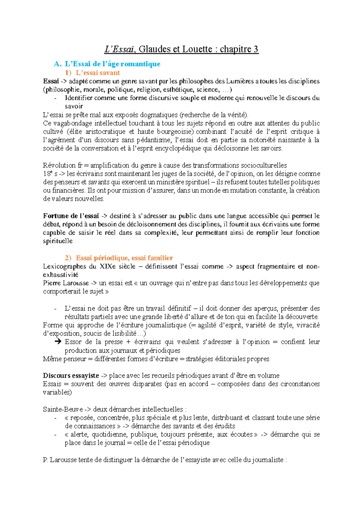 Glaudes et Louette - Chapitre 3 : L'Essai et son Évolution Historique ...