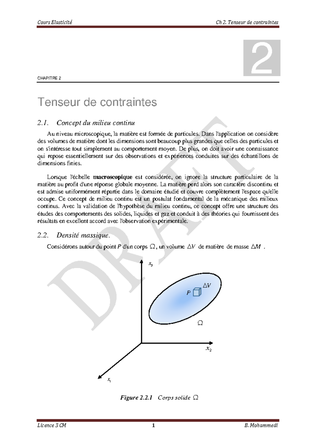 Ch2 L3 CM 22 23 - Tenseur de Contraintes et Milieux Continus - Studocu