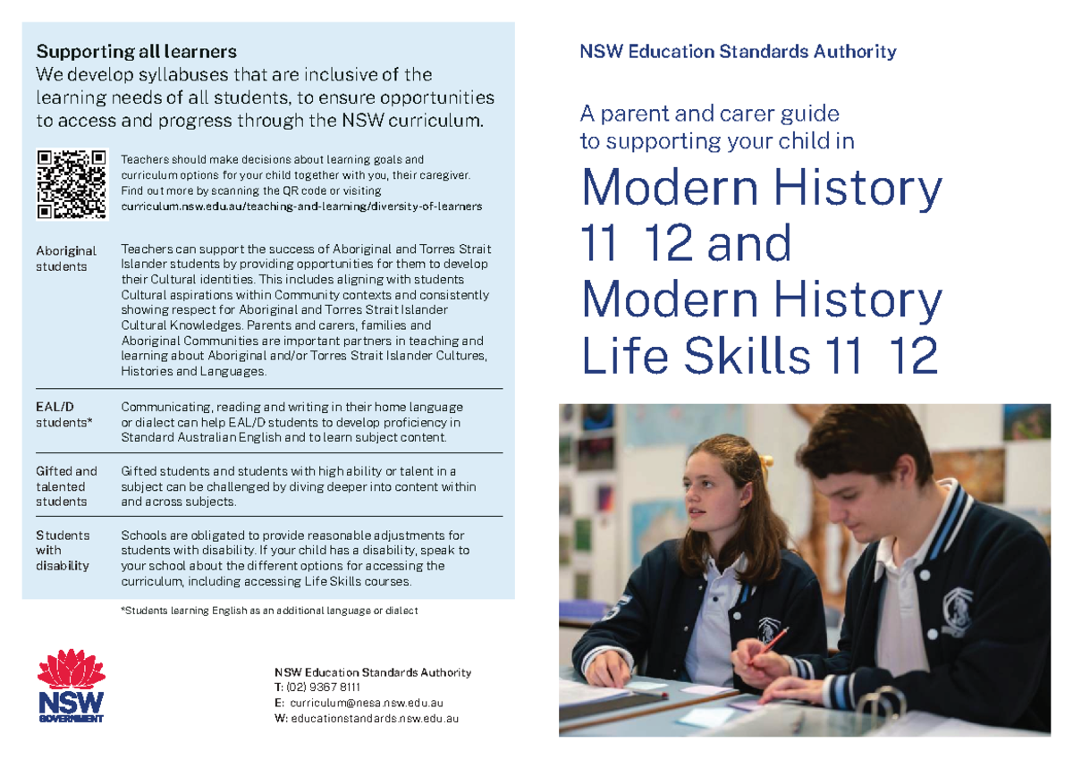 Modern History 11-12 2024: Parent & Carer Guide for Supporting Learners ...
