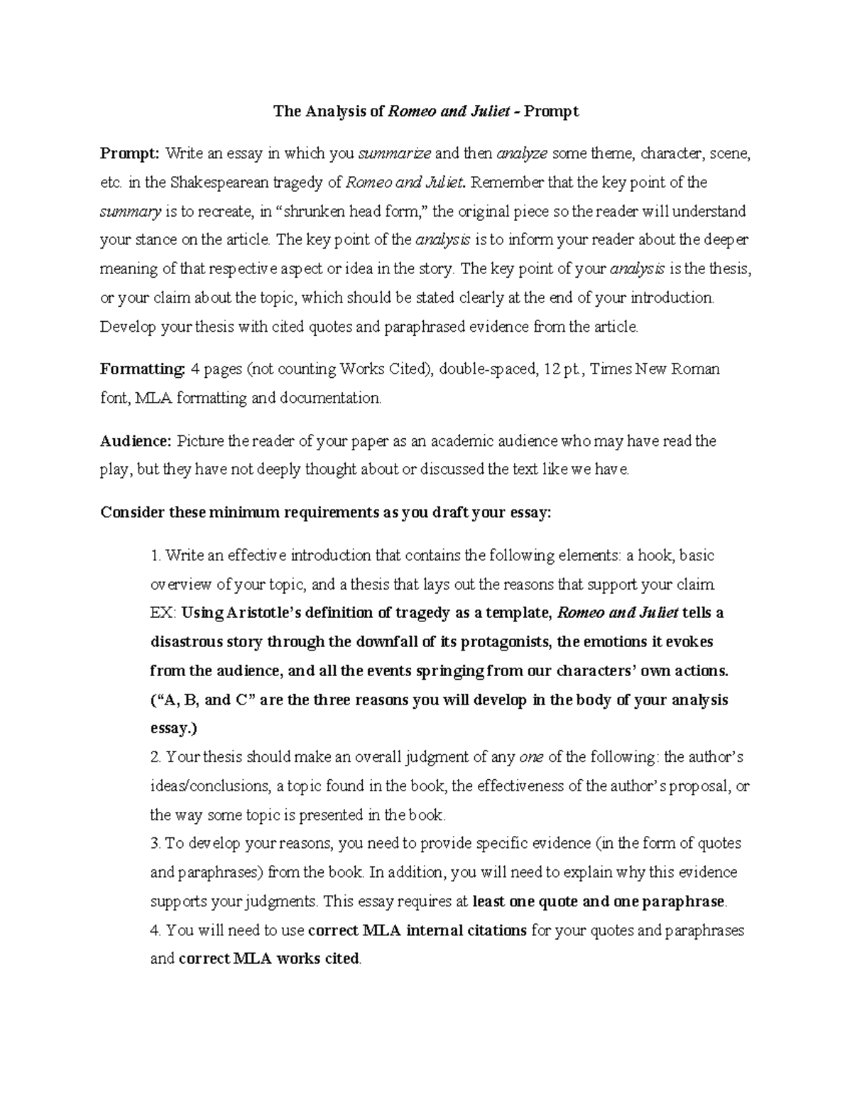 Essay Notes on Romeo and Juliet Analysis (ENG 101) - Studocu